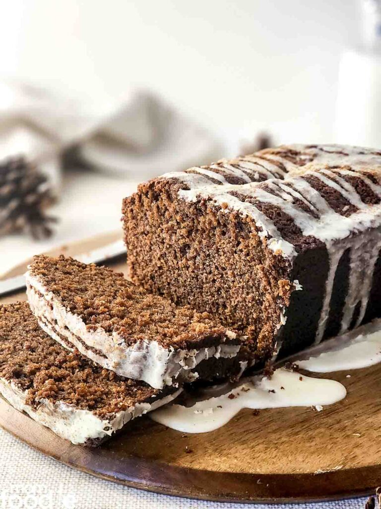 Gingerbread Loaf Cake with Eggnog Glaze - Mom Foodie