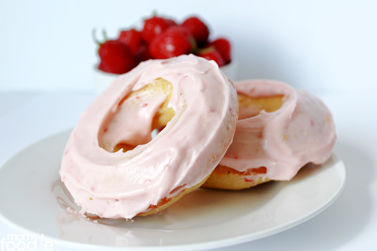 Baked Strawberry Donuts with Glaze - Mom Foodie