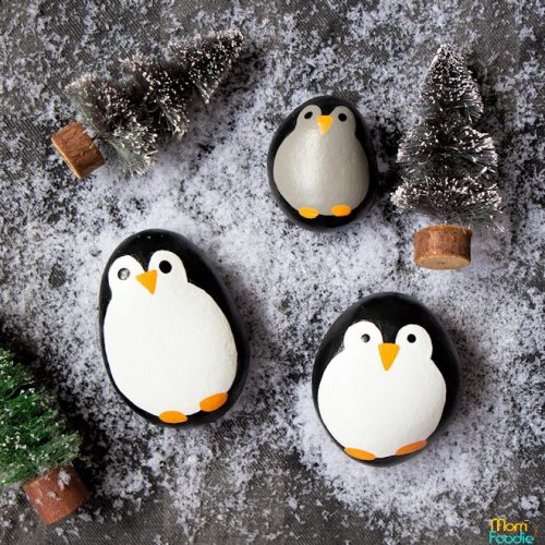 Penguin Painted Rocks, Christmas Rock Painting Craft - Mom Foodie
