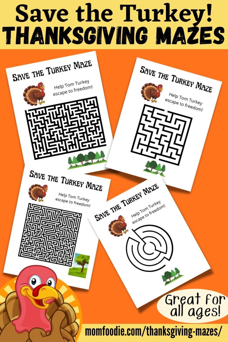 Thanksgiving Mazes All Ages: Save the Turkey! - Mom Foodie