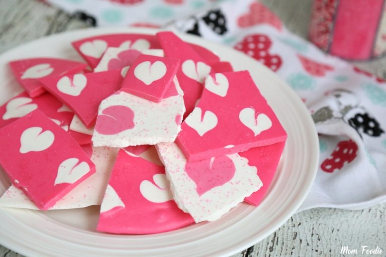 Valentine's Chocolate Bark: Swirled Heart Pattern Chocolate