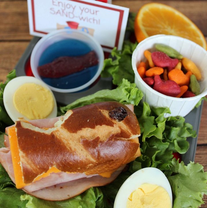 Seaside Ham & Cheese Bento with Free Printable Lunch Box Notes - Mom Foodie
